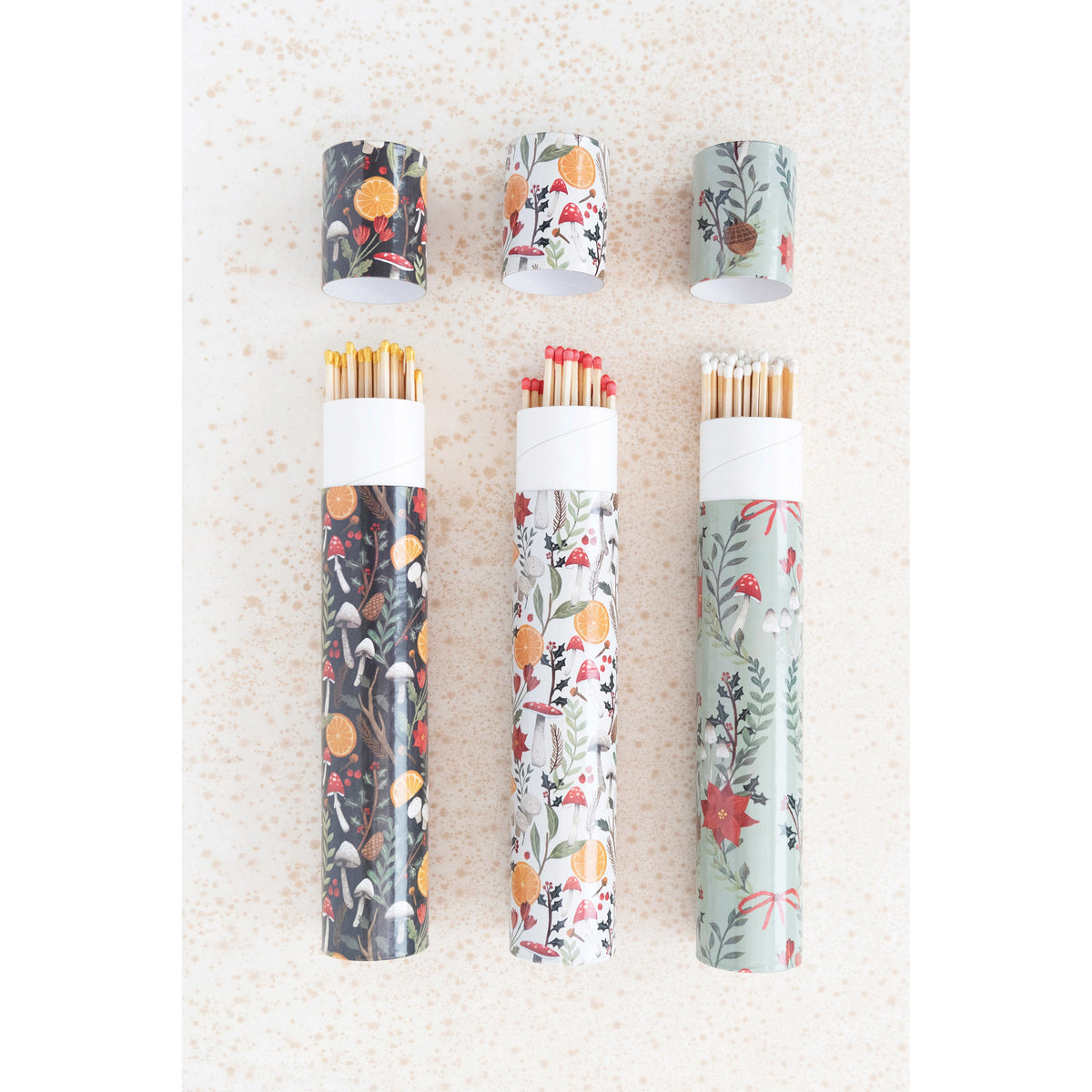 Fireplace Safety Matches in Tube Matchbox with Holiday Foliage Pattern ...
